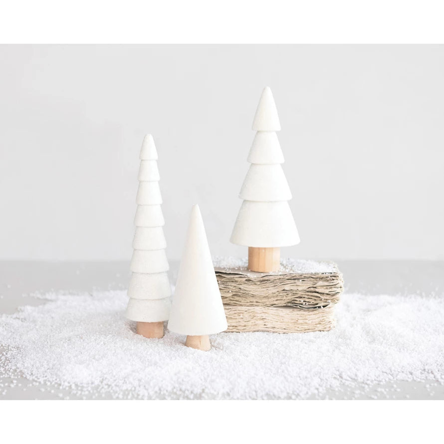 Flocked Wood Glitter Tree – Little Red Barn Door