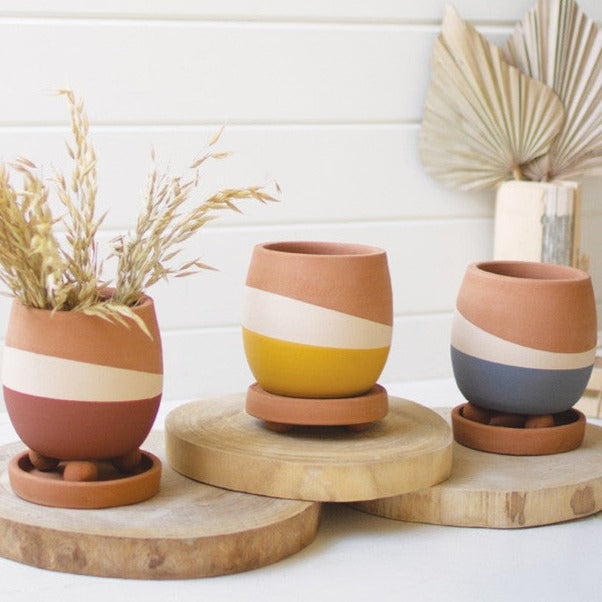 Double-Dipped Clay Pot w/ Tray – Little Red Barn Door