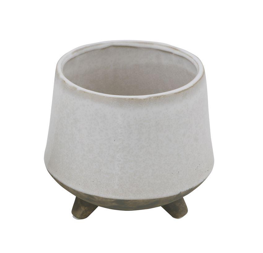 Stoneware Flower Pot with Feet, White – Little Red Barn Door